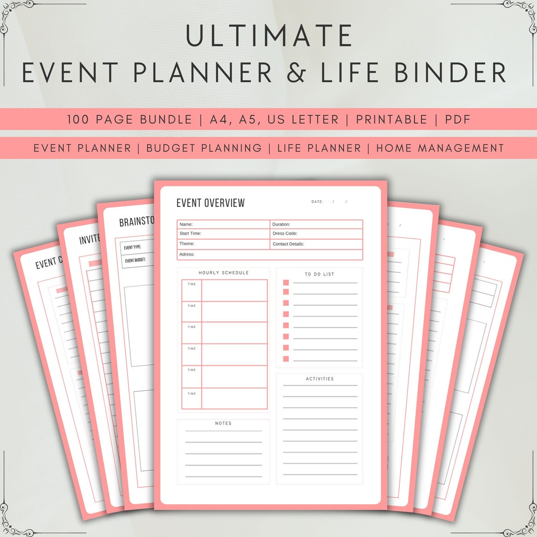 Event Planner Printable, Party Budget Organizer Template, PDF A4 A5 US ...