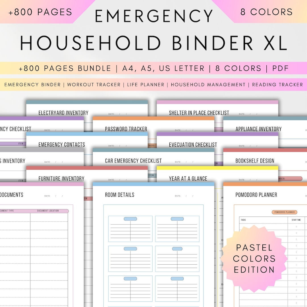 Emergency Binder & Cleaning Checklist Bundle, Budget, Financial, ADHD ...