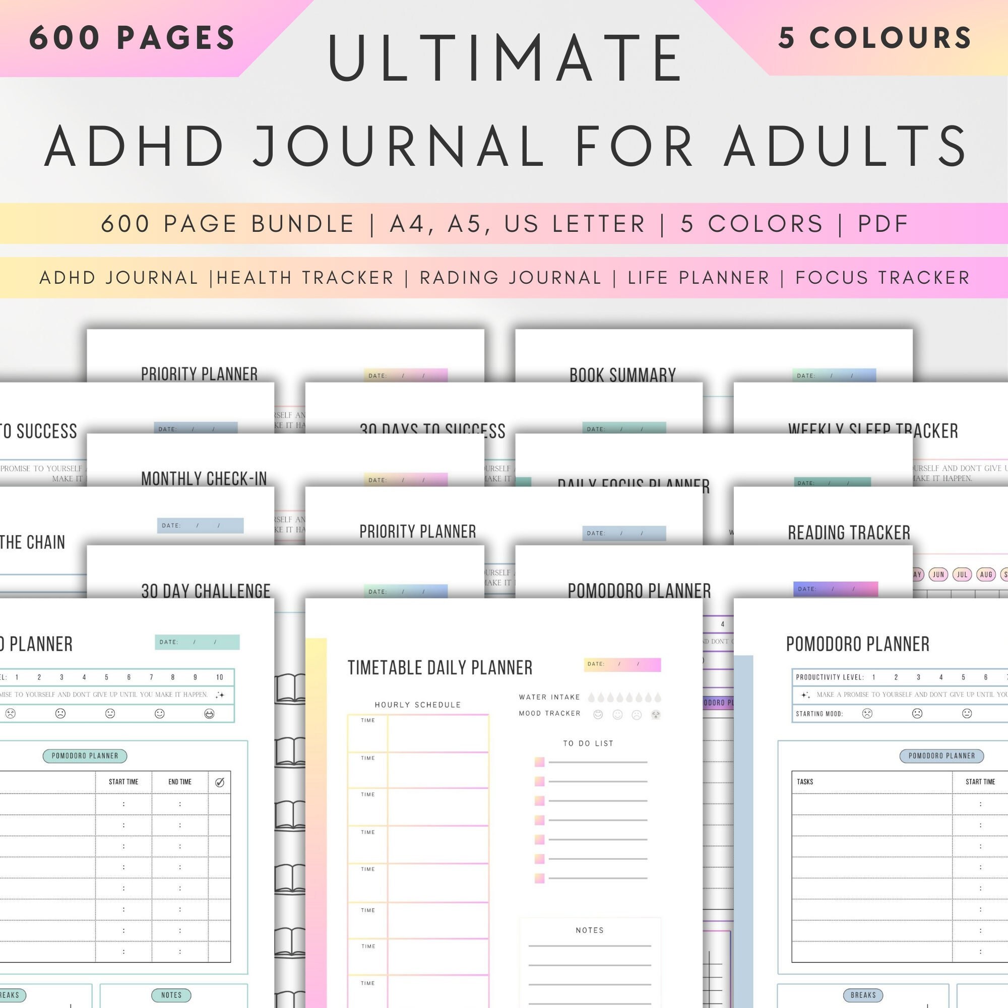 ADHD Planner Printable ADHD Journal for Adults ADHD - Etsy