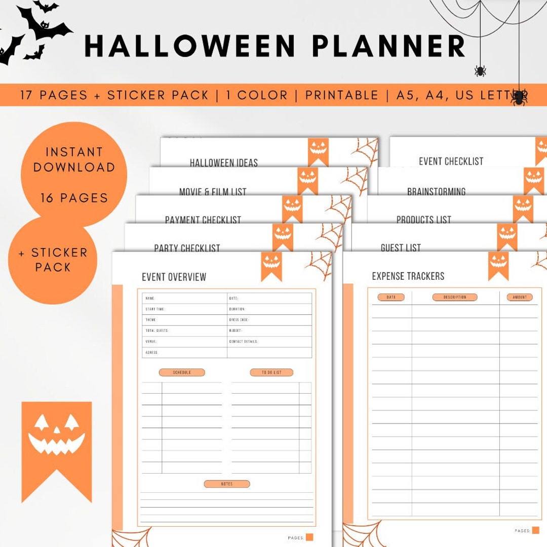 Printable Halloween Planner Holiday Planner Halloween - Etsy