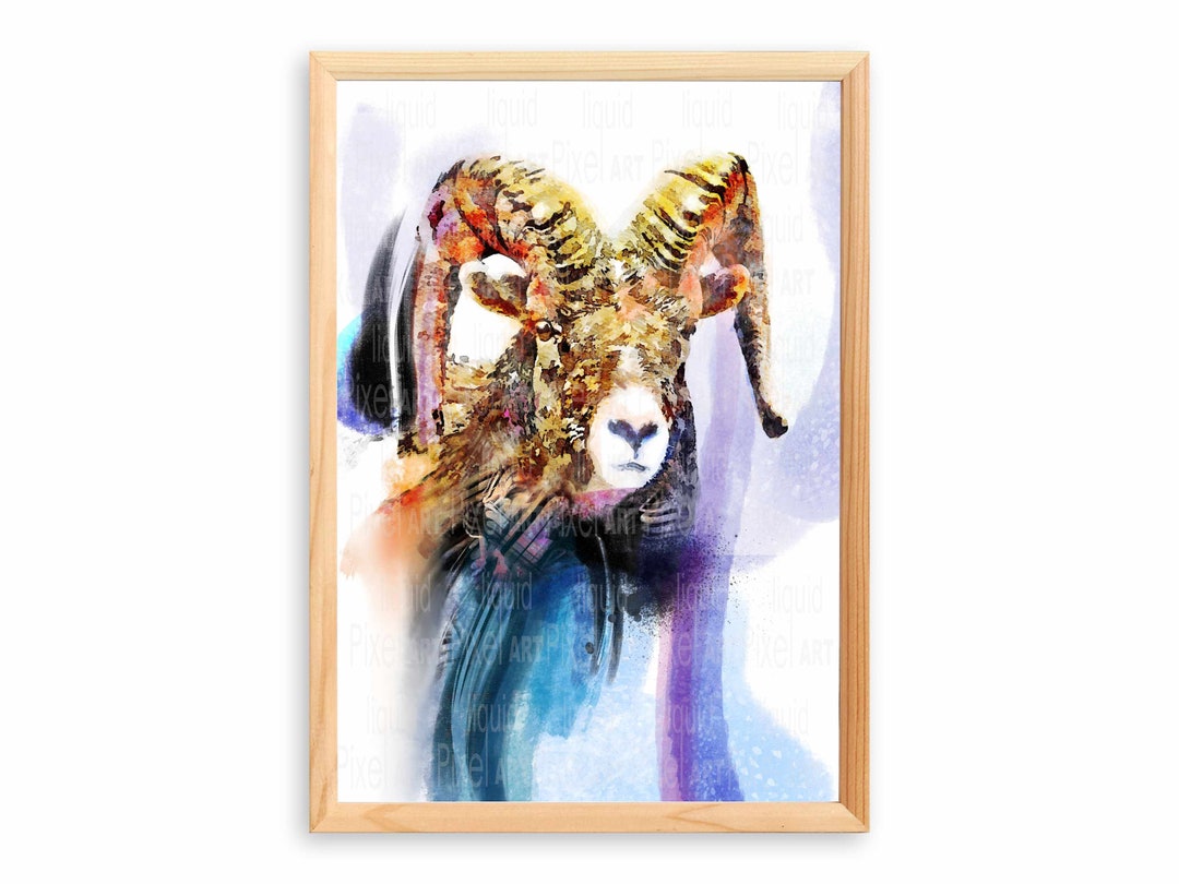 Ram Watercolor Print Ram Art Ram Wall Painting Decor - Etsy