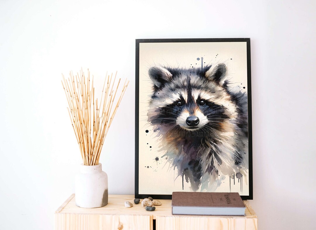 Raccoon Watercolor Art Print- Raccoon Wildlife Art for Home Decor ...