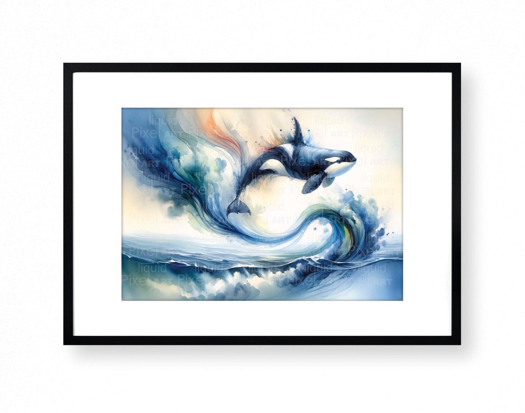 Orca Whale Watercolor Art Print - Oceanic Wildlife Art- Marine Art for ...