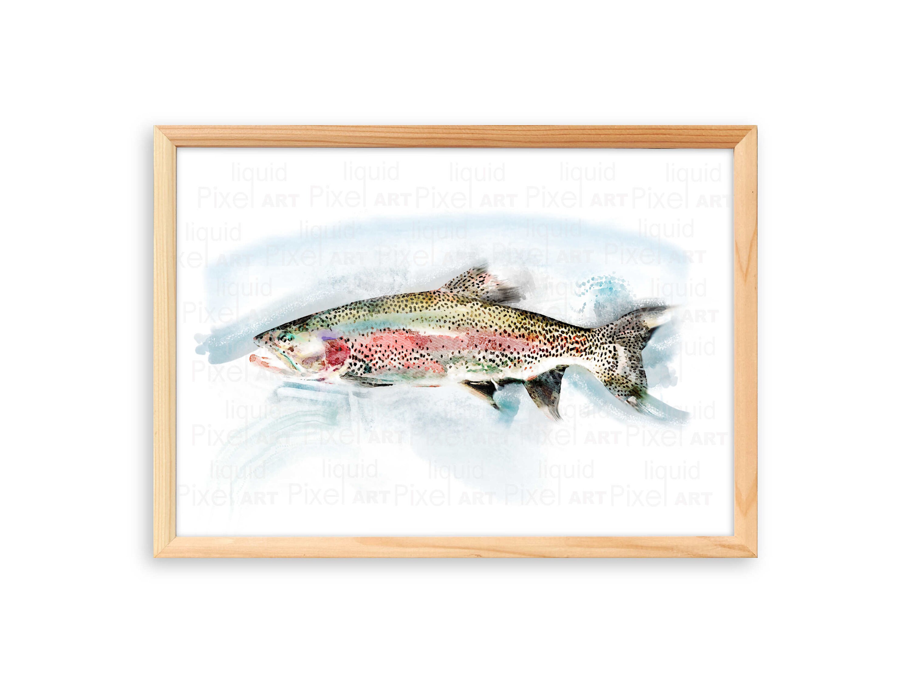 Rainbow Trout Art Print, Fish Watercolor Painting, Lake House Wall ...