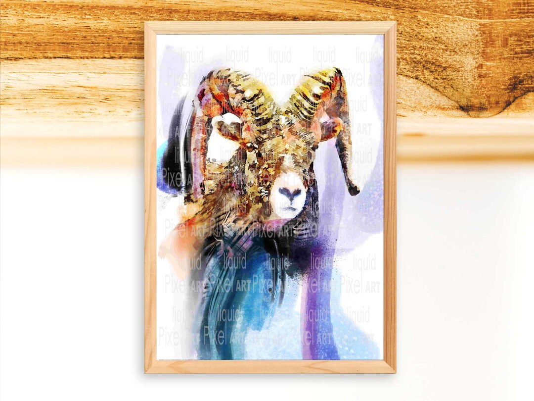 Ram Watercolor Print, Ram Art, Ram Wall Painting Decor - Etsy