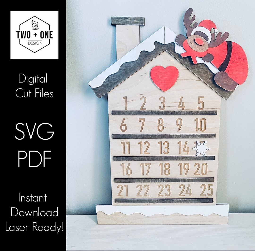 Christmas Countdown Calendar SVG Laser File Wood Digital Cutting ...