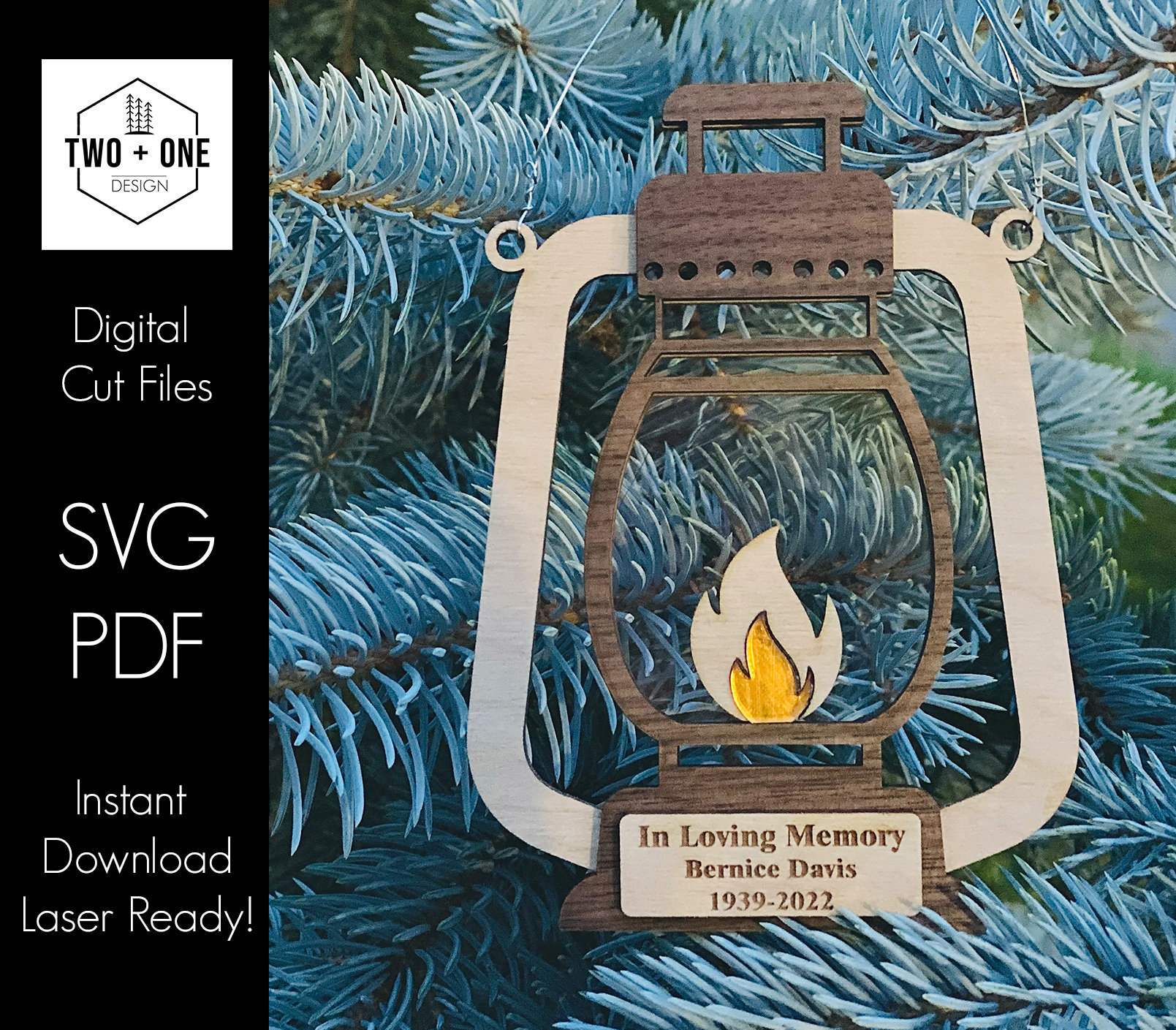 Customizable Memorial Lantern Christmas Ornament Laser Cut - Etsy