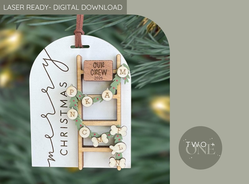 Family Christmas Ladder Ornament SVG | Laser File - Etsy