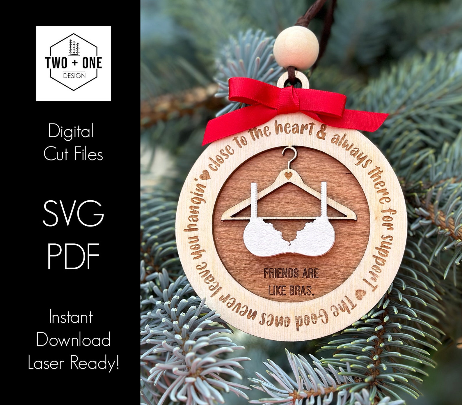 Funny Friendship Bra Ornament Laser File (SVG, PDF) - Etsy