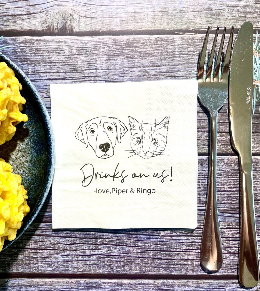 Personalized Dog Cocktail Napkins With Face,custom Illustrated Dog ...