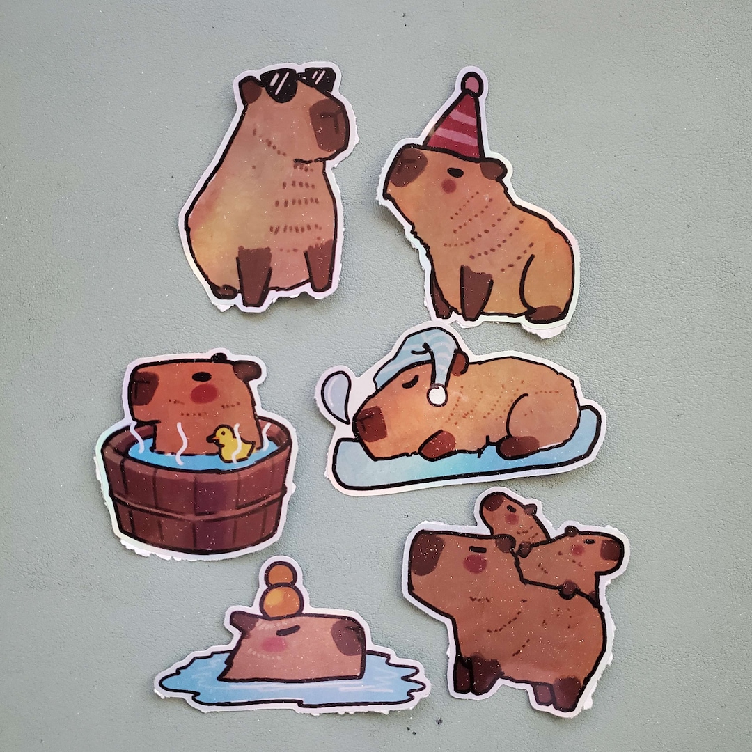 CAPYBARA Stickers | Waterproof Holographic Stickers, Capybara Sticker ...