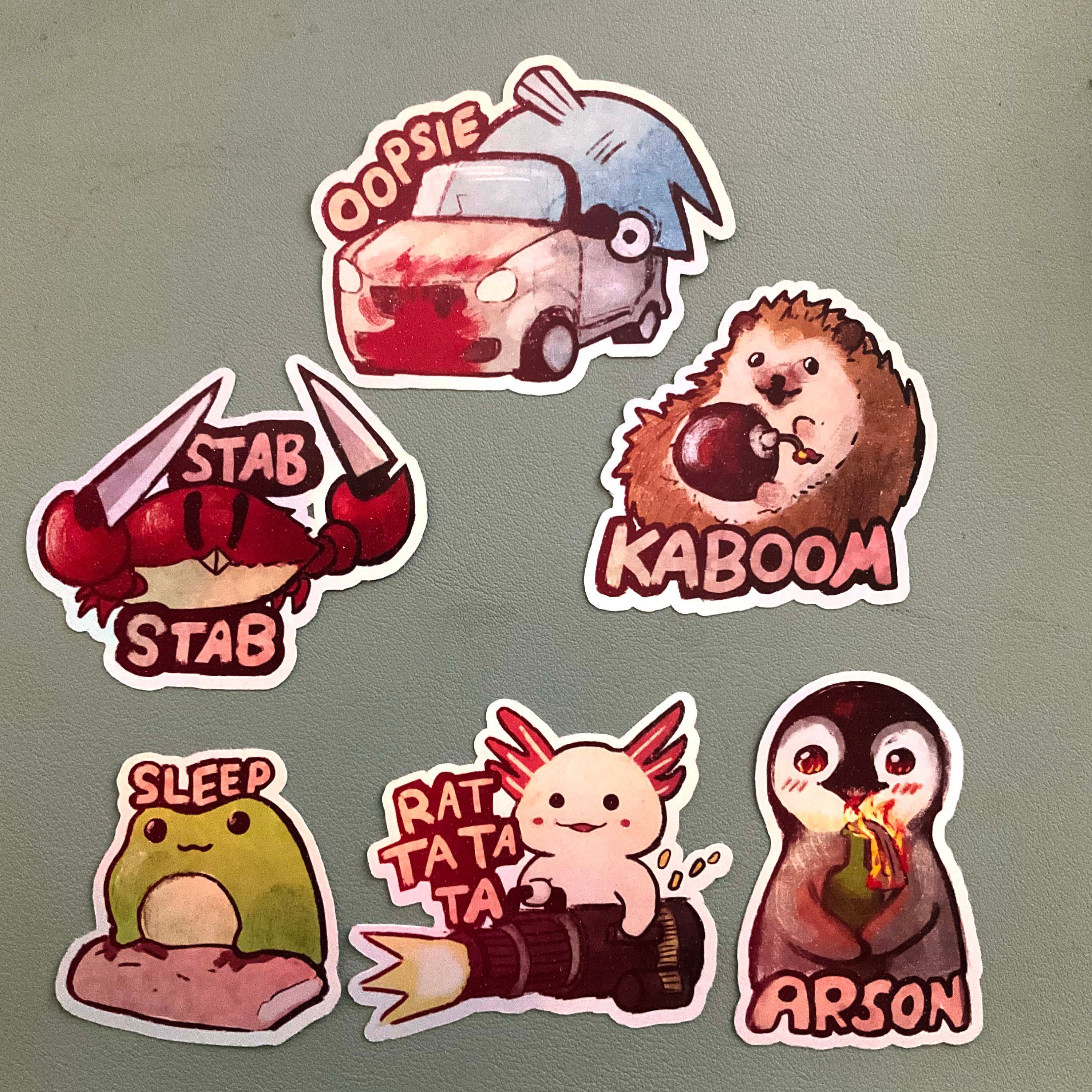 Cute and Violent Holographic Waterproof Stickers Axolotl - Etsy