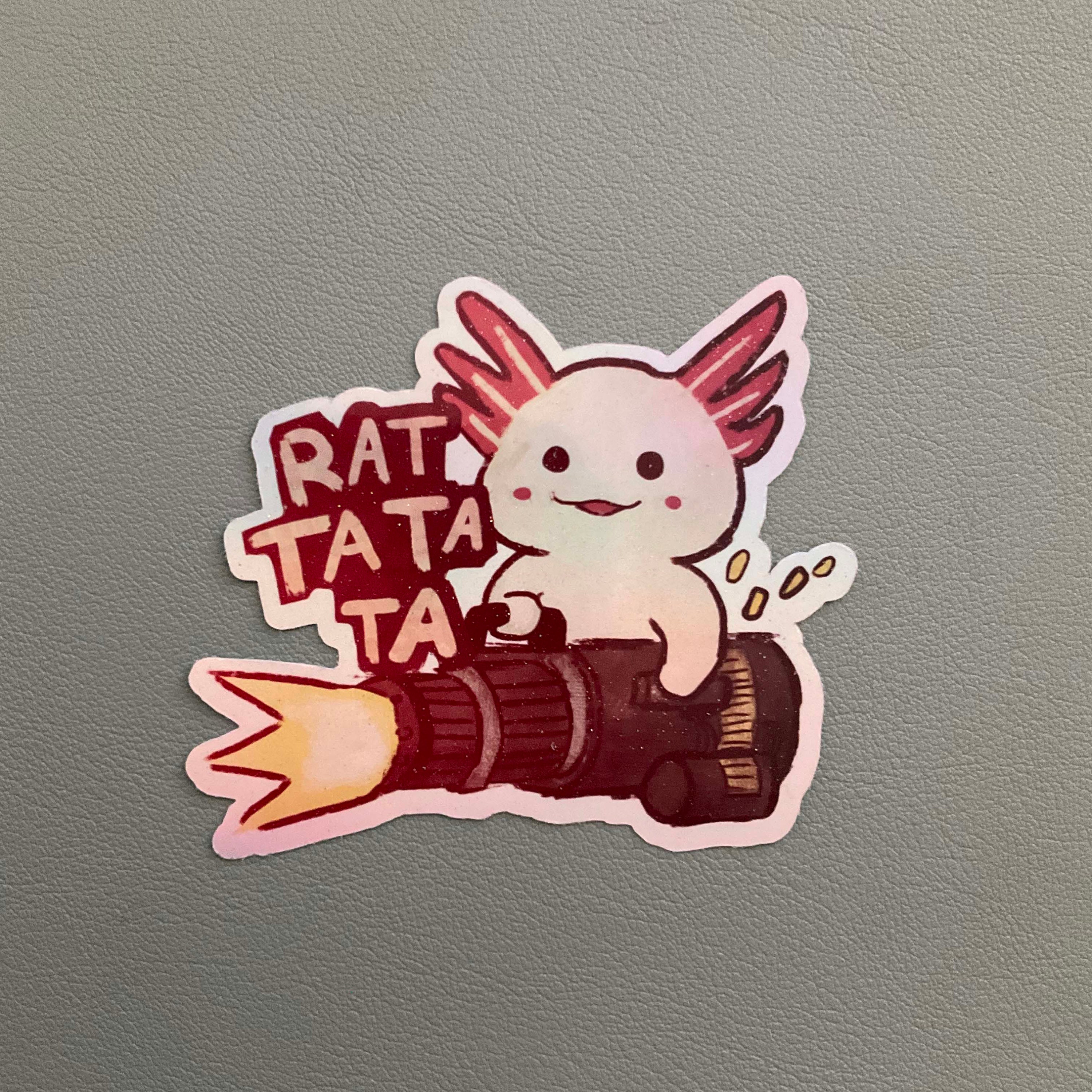 Cute and Violent Holographic Waterproof Stickers Axolotl - Etsy