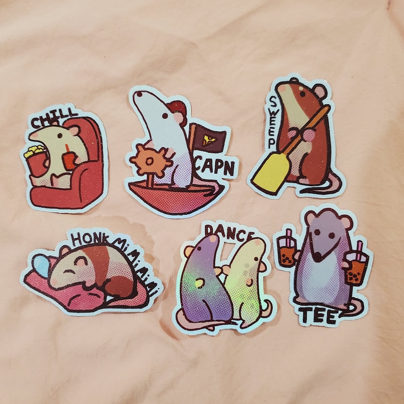 RAT Stickers 2 Waterproof Holographic Stickers Rat Sticker - Etsy