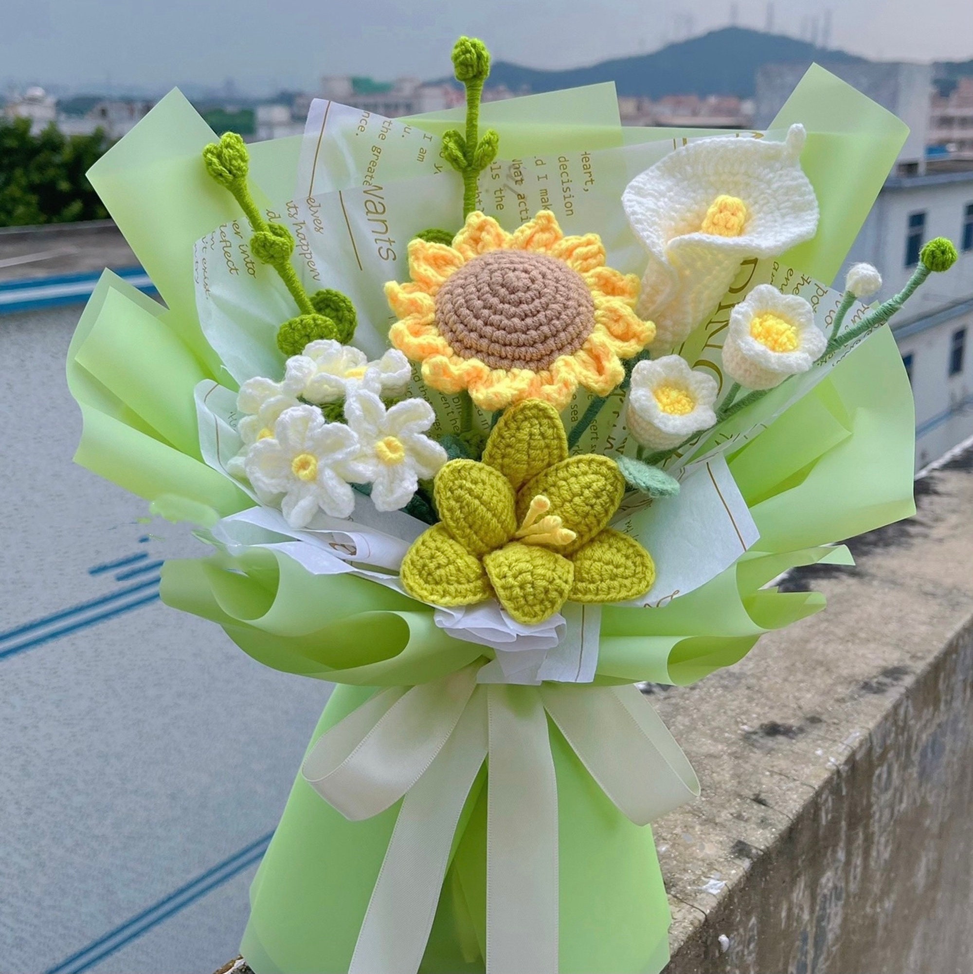 Christmas Gift-knitted Mix Bouquetcrochet Flower - Etsy