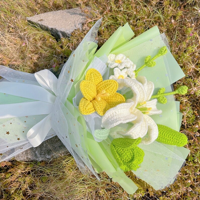 Christmas Gift-knitted Mix Bouquetcrochet Flower - Etsy