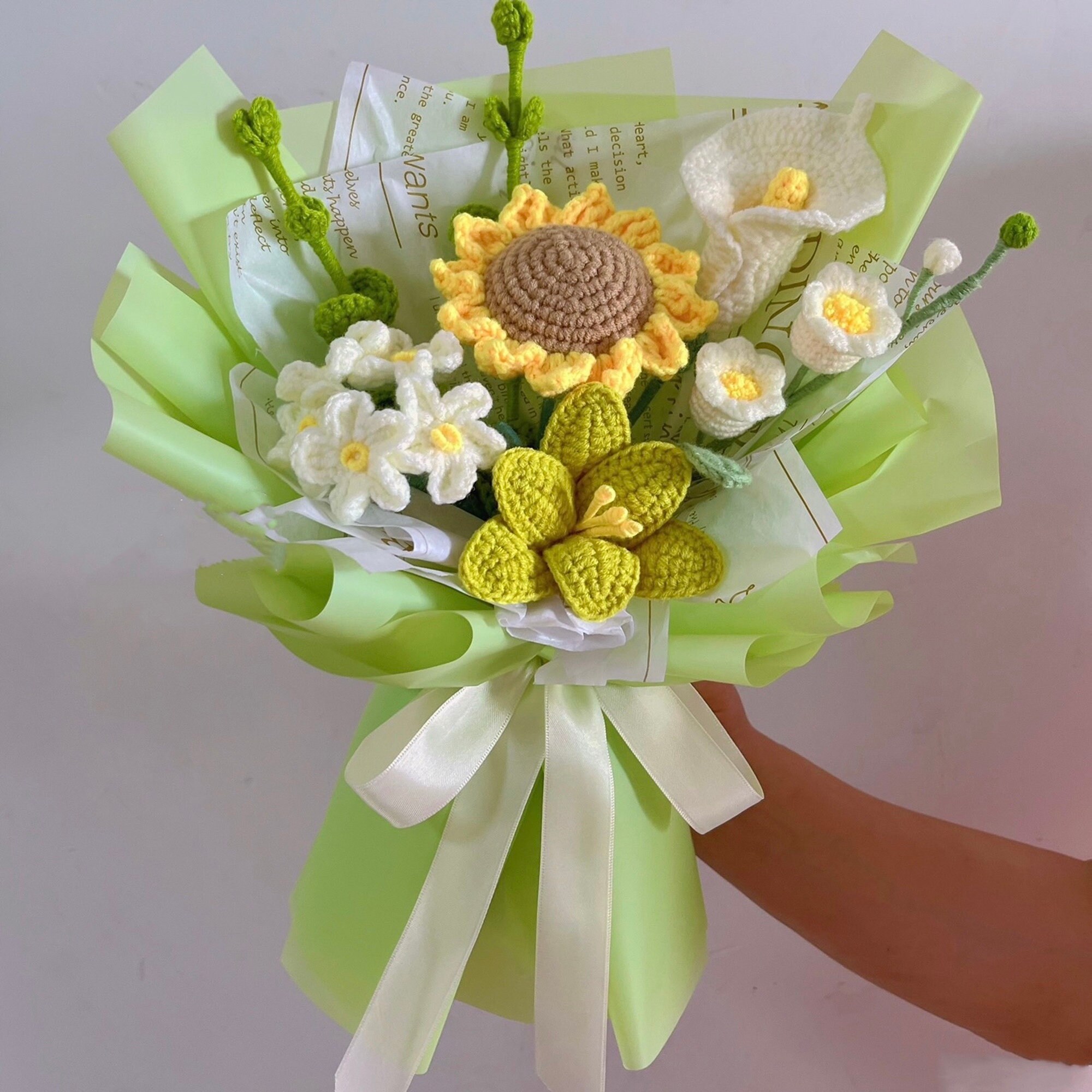 Christmas Gift-knitted Mix Bouquetcrochet Flower - Etsy