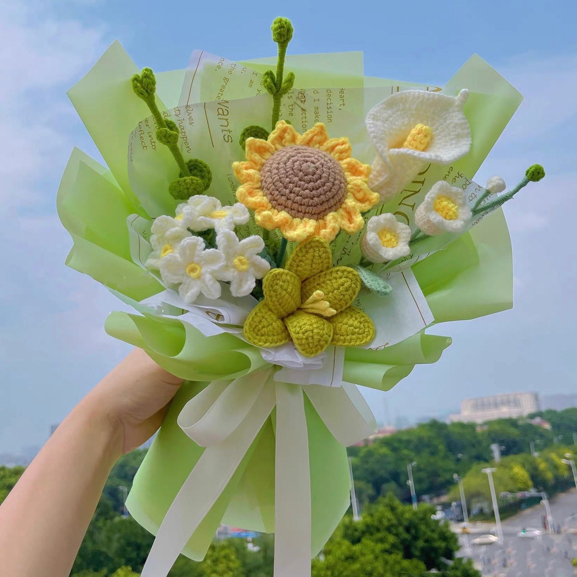 Christmas Gift-knitted Mix Bouquetcrochet Flower - Etsy