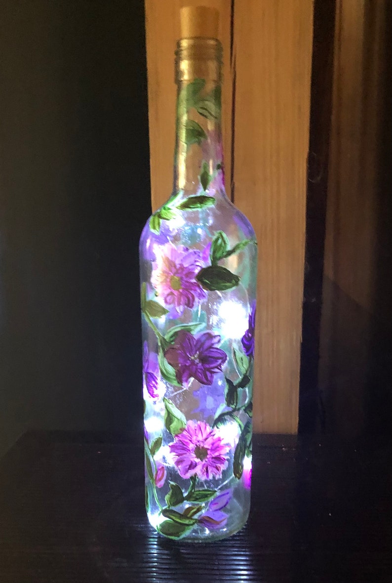 Floral Hand Painted Bottle - Etsy