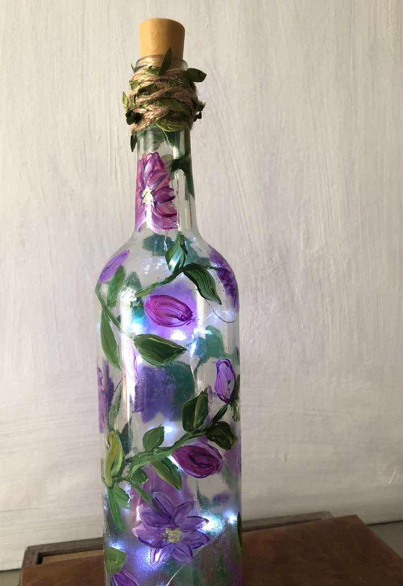 Floral Hand Painted Bottle - Etsy