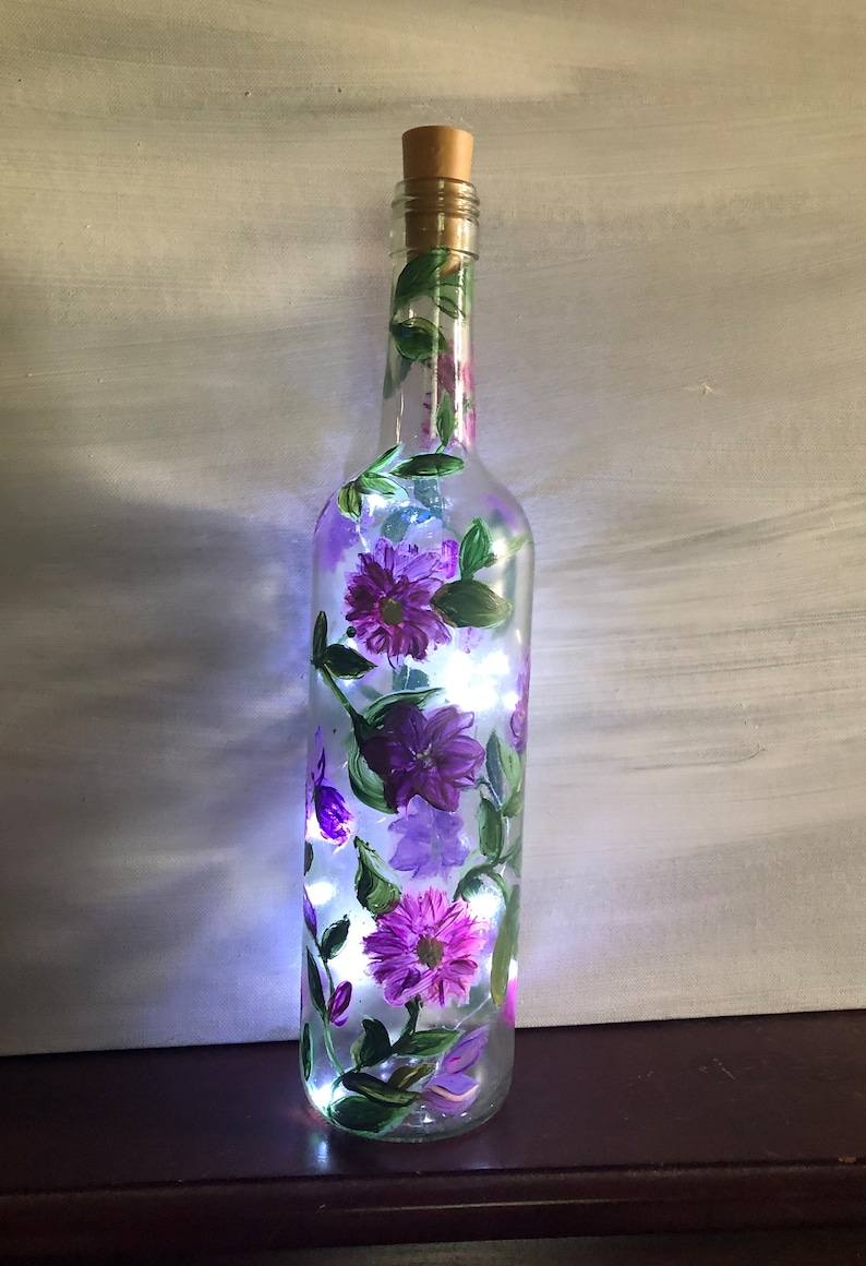 Floral Hand Painted Bottle - Etsy