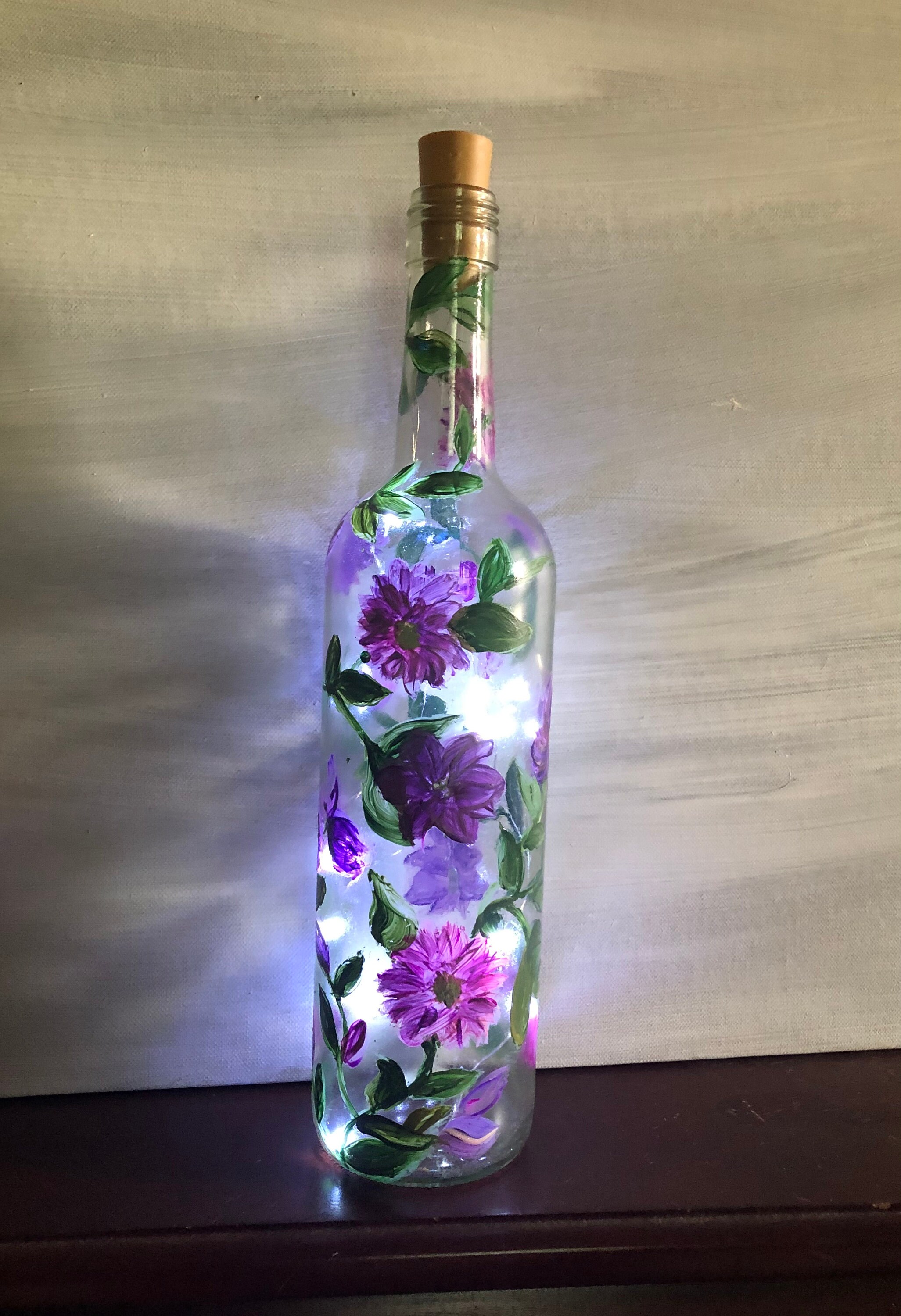 Floral Hand Painted Bottle - Etsy