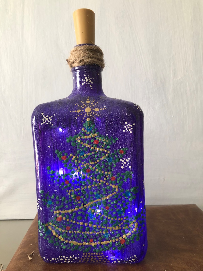 Painted Christmas Bottle - Etsy