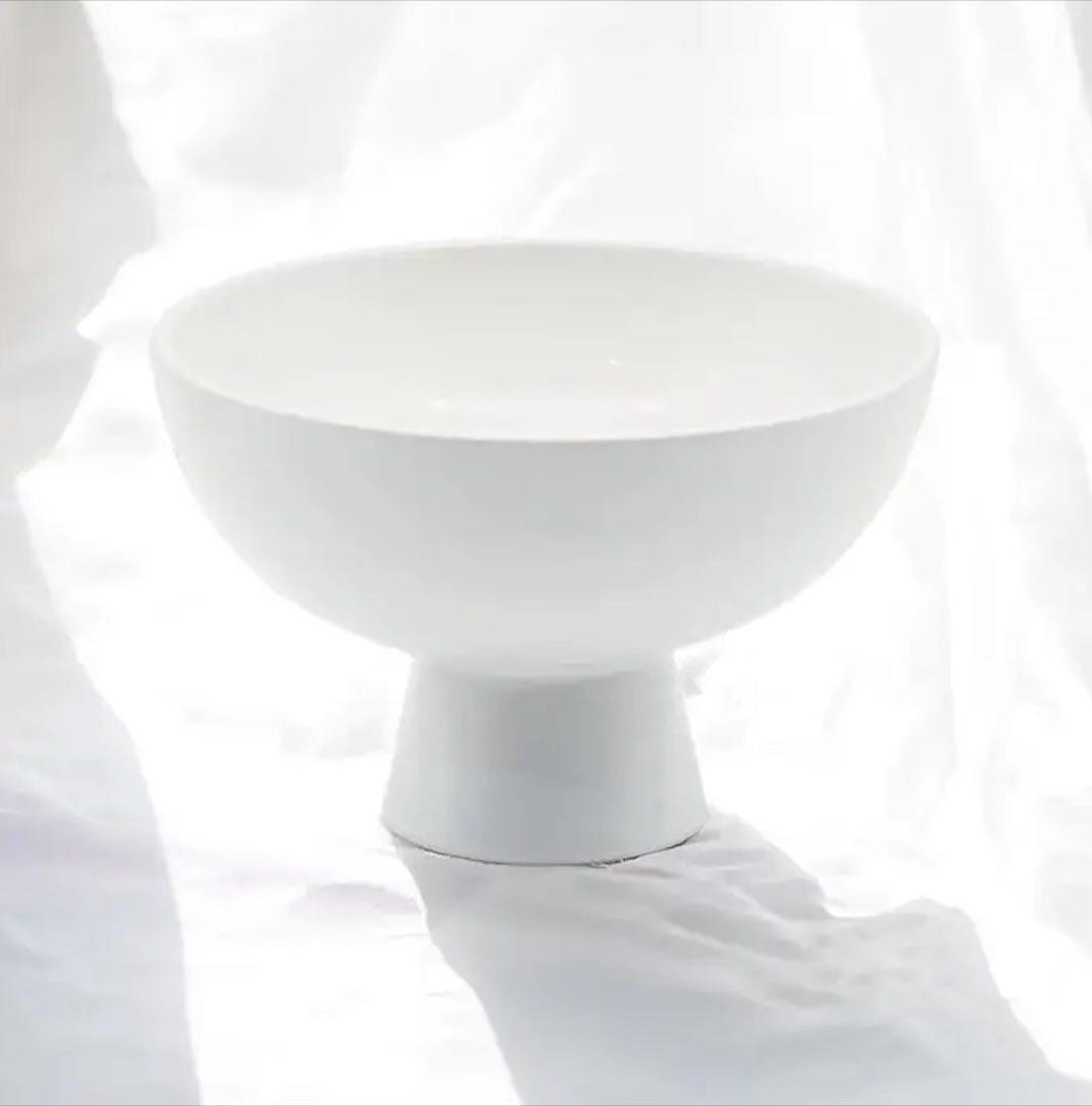 White Ceramic Pedestal Bowl | Fruit Bowl | Footed Shallow Bowl | Floral ...