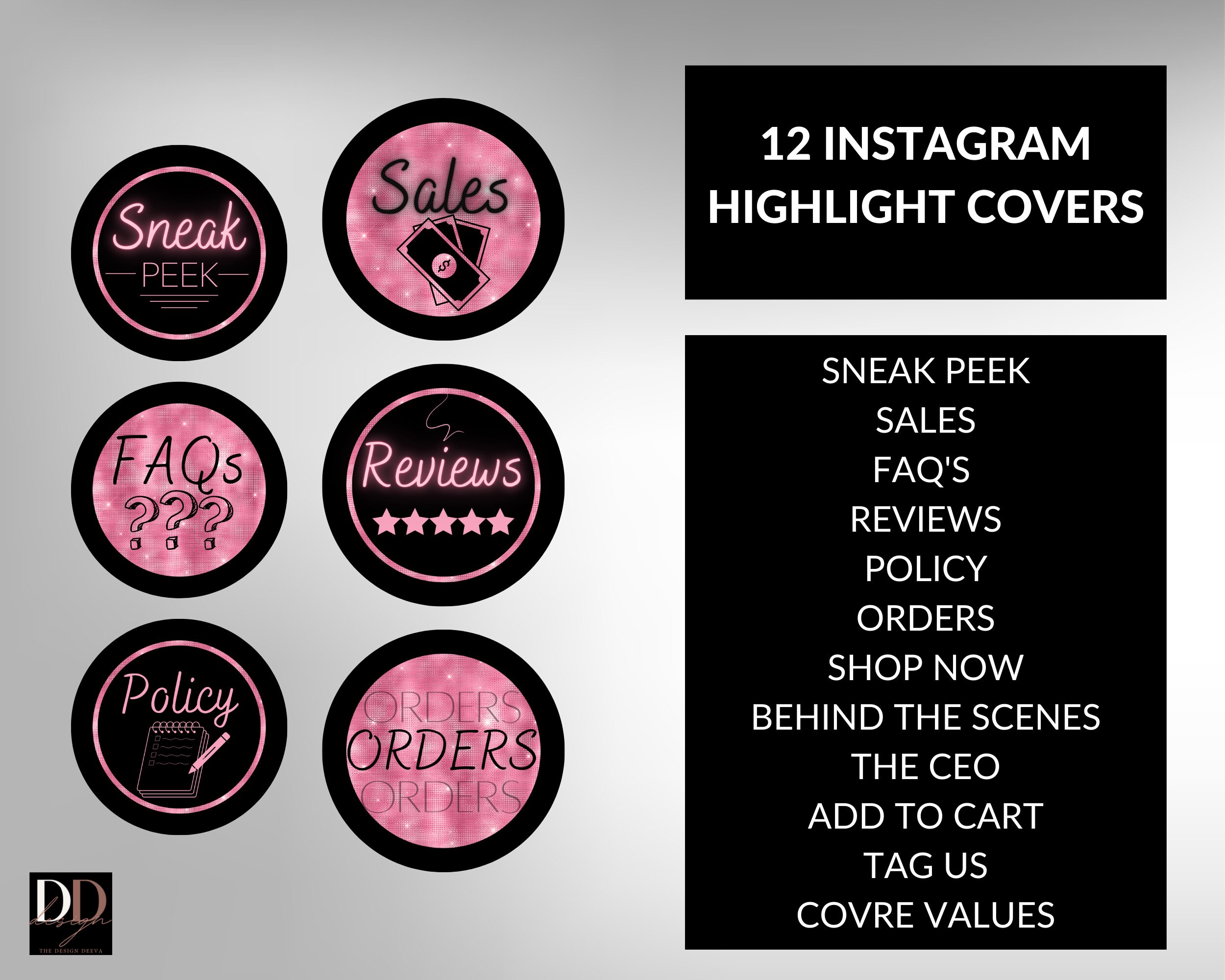 Pink Diamond Instagram Highlight Covers Template | IG Icons| Instagram ...