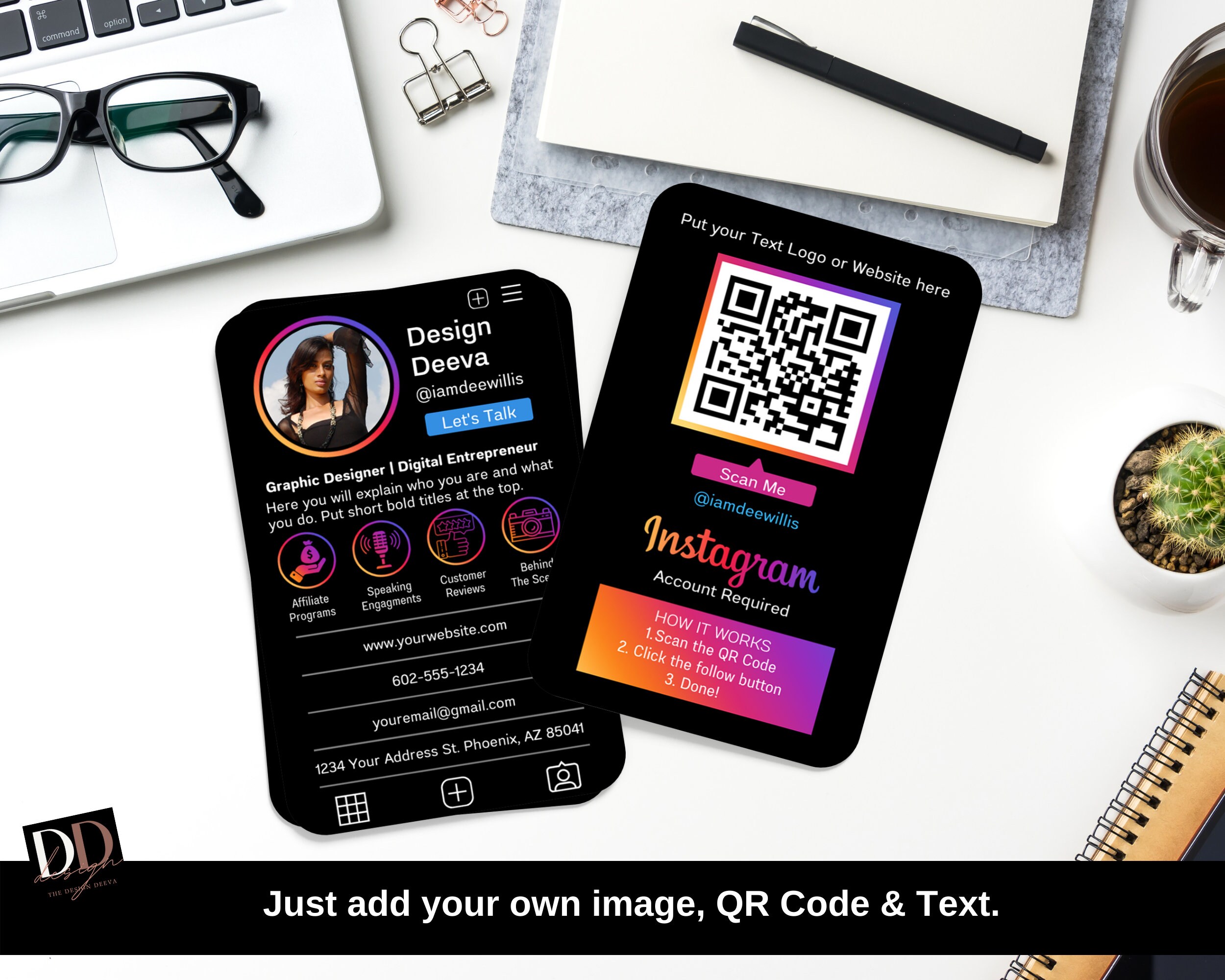 Instagram Business Card | Vertical IG | Luxury Card | Branding Unique ...