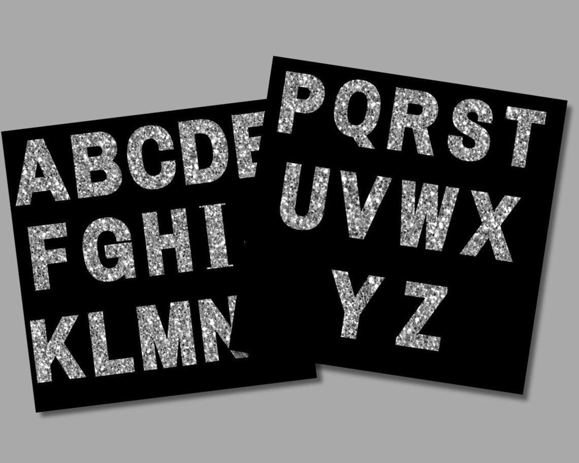 SILVER BLING ALPHABET Letters, Diamond Studded, Canva Template Letters ...