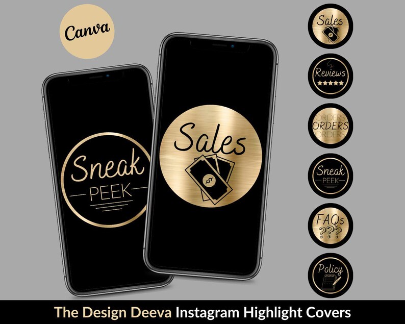 Gold INSTAGRAM HIGHLIGHT Covers, IG Cover Templates, Story Highlight ...