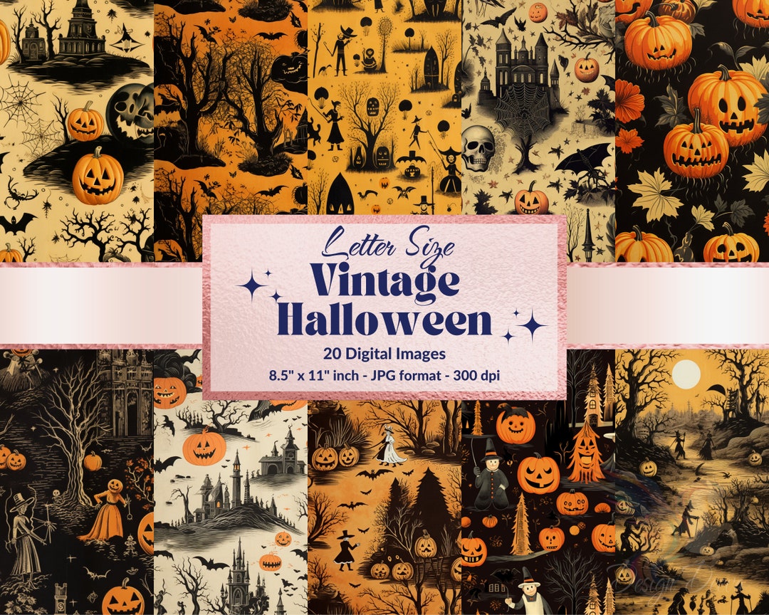 20 Vintage Halloween Digital Paper Antique Old Pumpkin - Etsy
