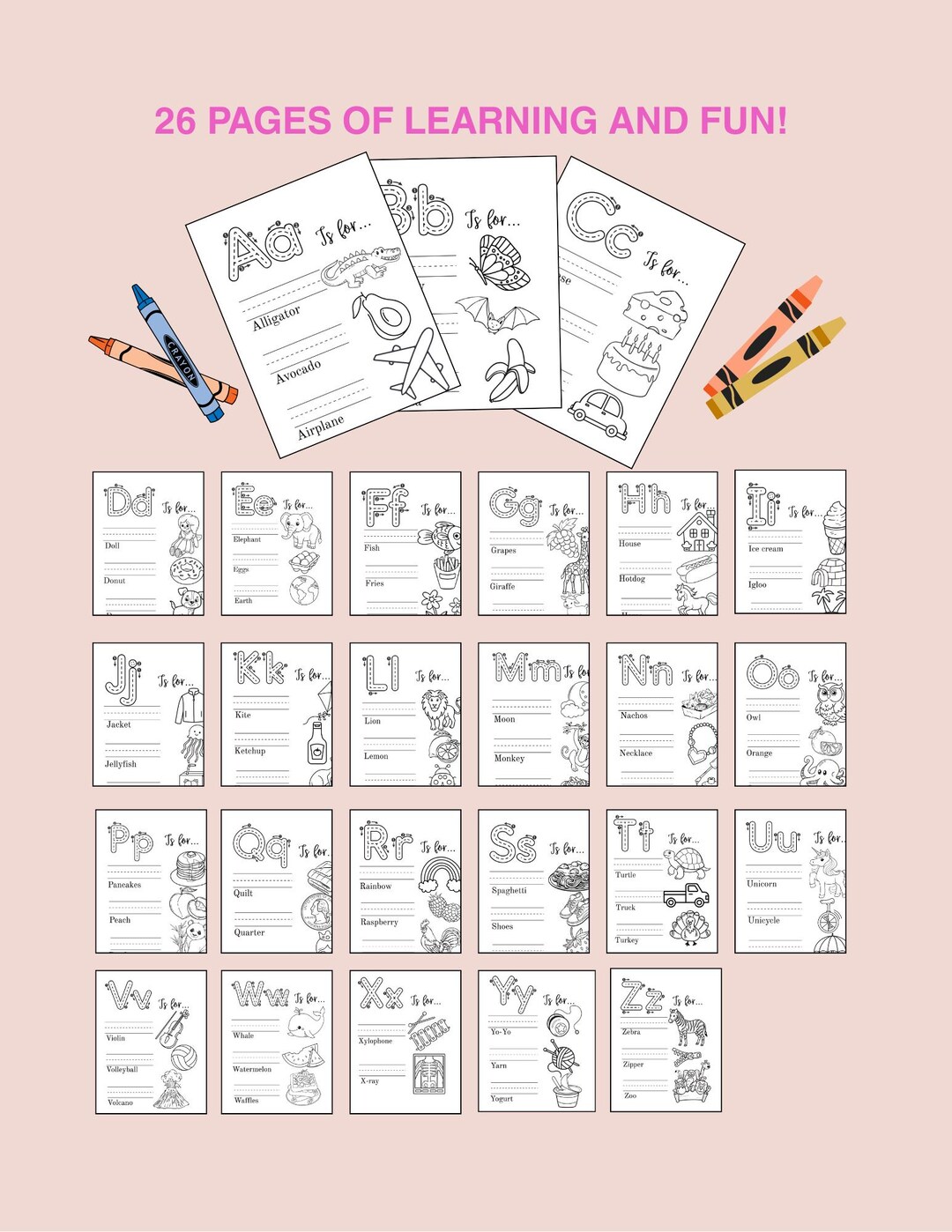 ABC Coloring Pages & Alphabet Writing Practice PDF | Printable ...