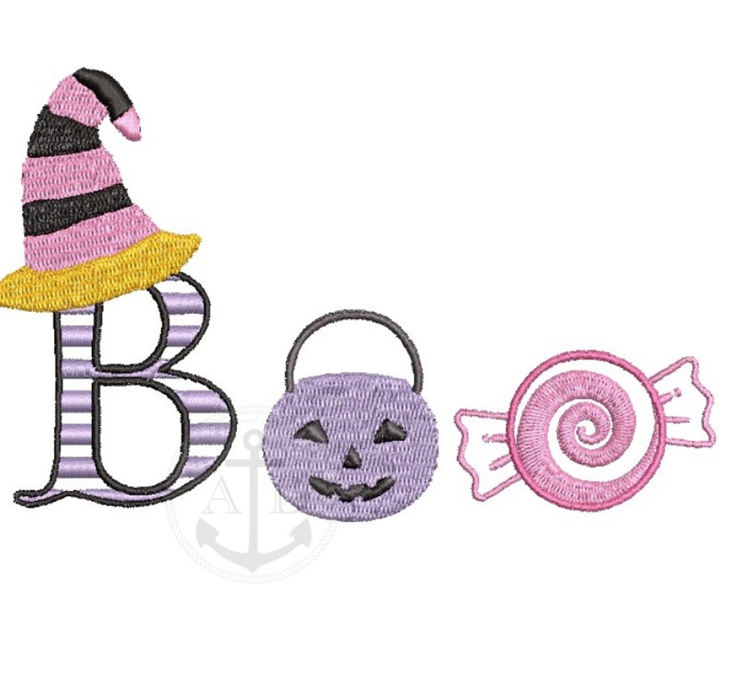 Halloween Boo Embroidery Design, Halloween Embroidery Design, Halloween ...