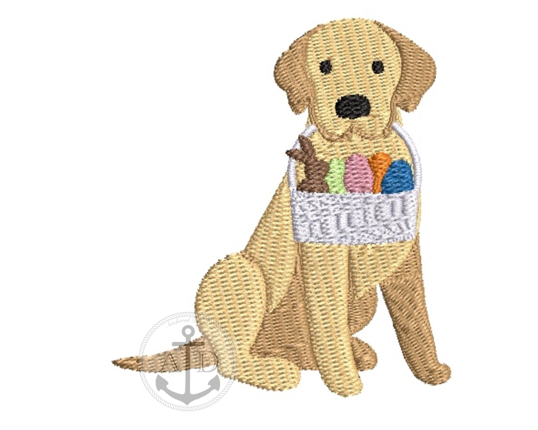 Easter Lab With Basket Embroidery Design (4x4) (digital Download) - Etsy