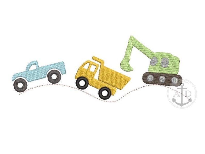 Construction Trucks Machine Embroidery Design Trio Instant Digital ...