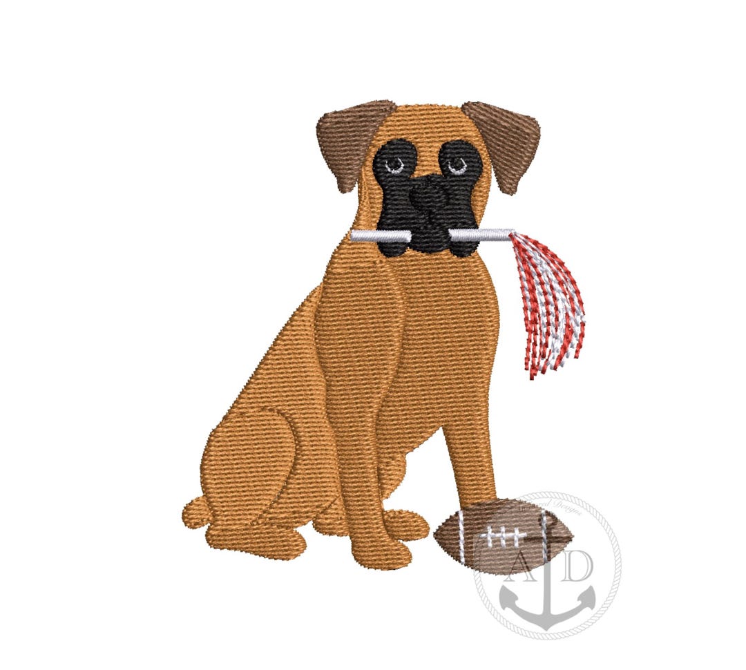 Medium 4x4 Football Boxer Dog Embroidery File, Dog With Shaker and ...