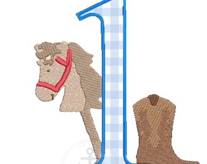 Western First or Second Birthday Applique Embroidery Design, Western ...