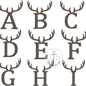 Deer Antler Embroidery Letters A-Z (digital Download) - Etsy