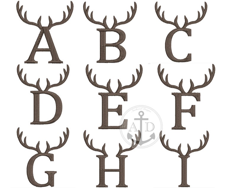 Deer Antler Embroidery Letters A-Z (digital Download) - Etsy