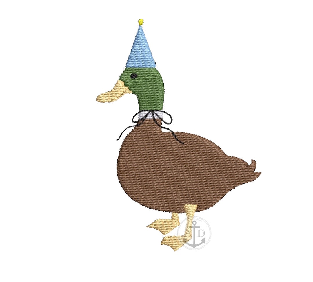 Birthday Duck Embroidery Design: Party Hat, Bow (4x4) (digital Download ...