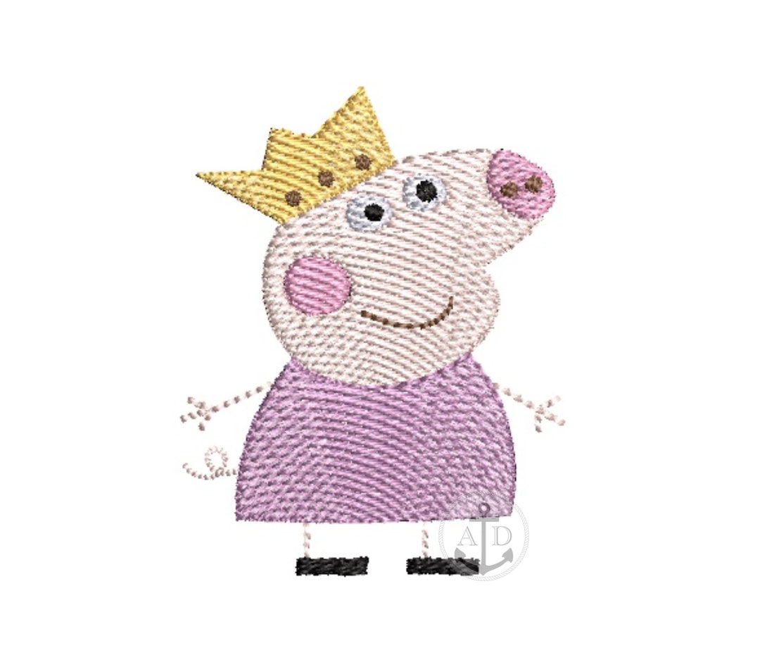 Princess Pig Embroidery File Design, Girl Birthday Embroidery, Princess ...