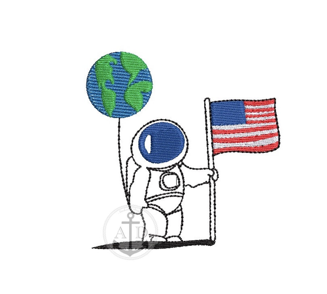 Spaceman Embroidery Design, Space Embroidery, NASA Embroidery, TWO the ...