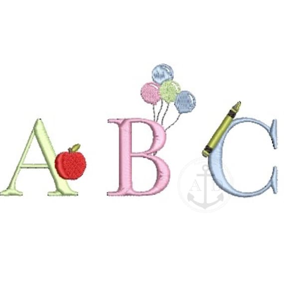 ABC Embroidery Design Back to School Embroidery Design ABC - Etsy