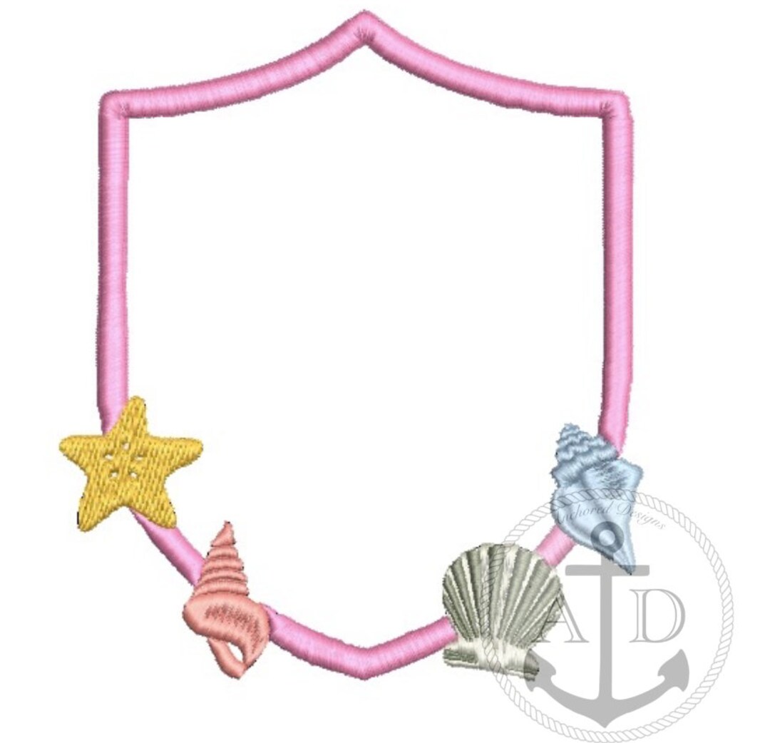 Seashell Monogram Embroidery Design, Beach Embroidery Design, Seashell ...