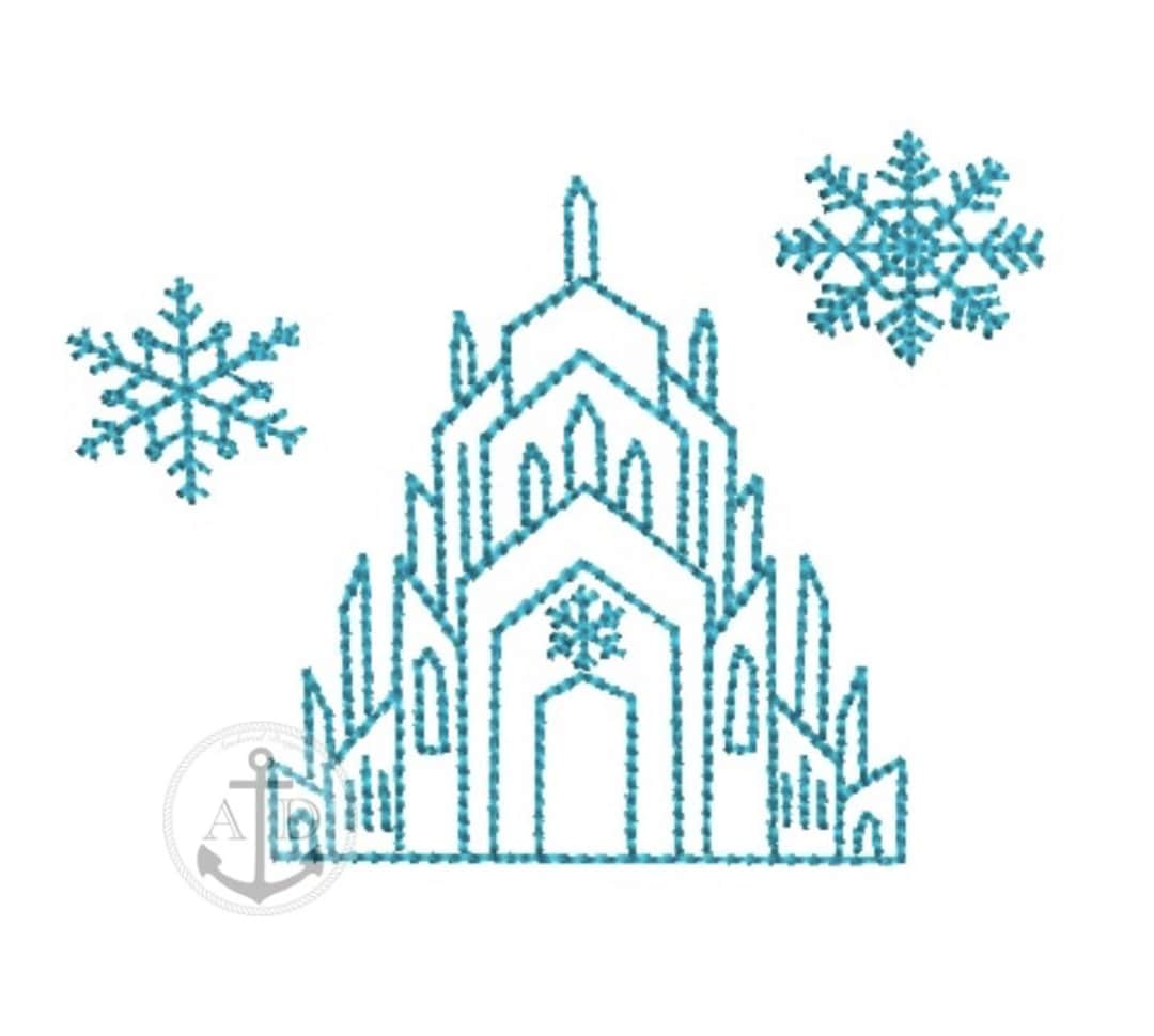 Ice Castle Embroidery Design: Frozen Snowflake Castle (4x4) (digital ...