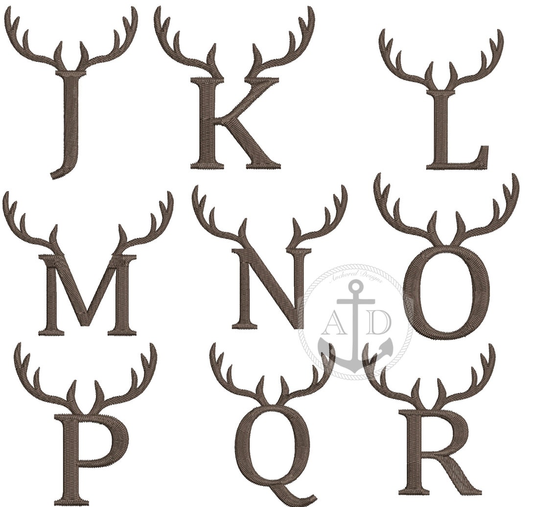 Deer Antler Embroidery Letters A-Z (digital Download) - Etsy