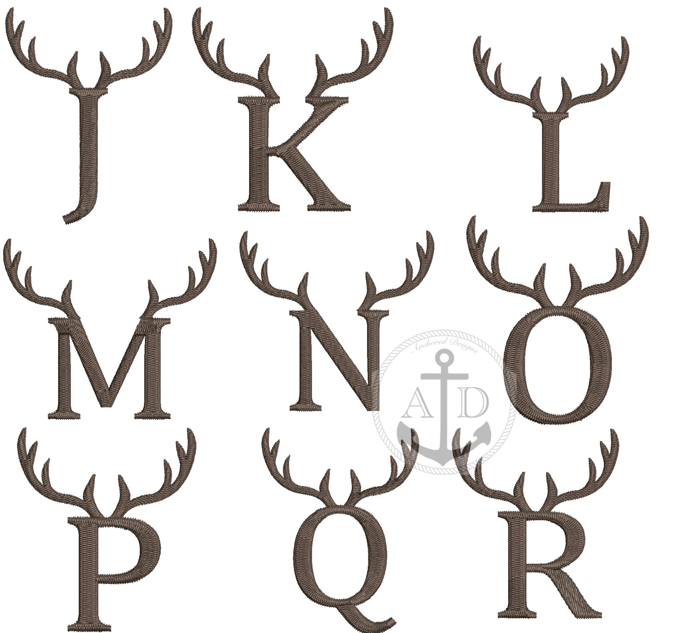 Deer Antler Embroidery Letters A-Z (digital Download) - Etsy