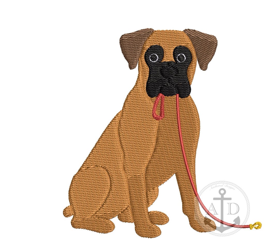 4x4 Boxer Dog Embroidery File, Dog Embroidery File Design, Boxer Dog ...